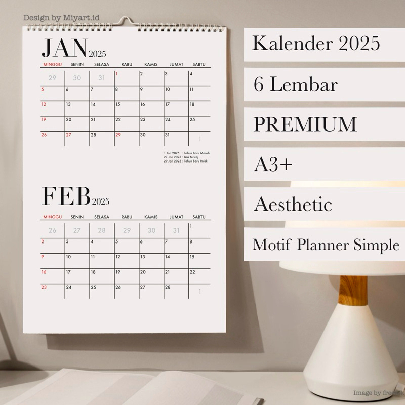 Jual Kalender Planner 2025 Motif Simple | Kalender Planner | Kalender ...