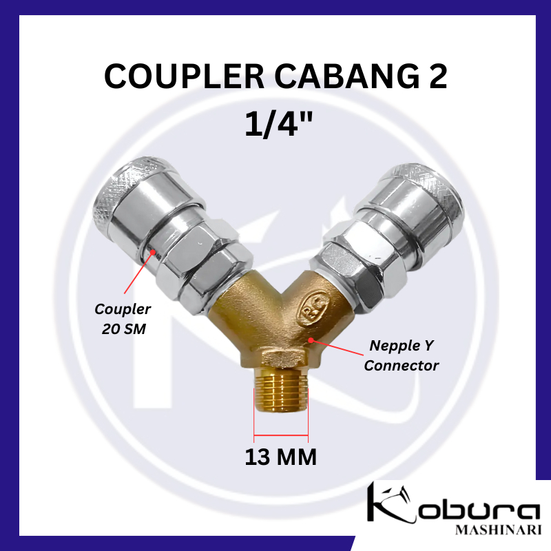Jual Quick Coupler Cabang 2 Drat Luar 1/4" Inch Kuningan Coupler Connector Kopler Sambungan Kran ...