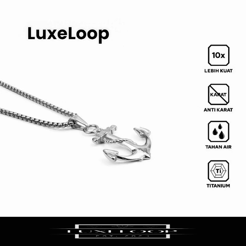 Jual Kalung Titanium Pria Liontin Jangkar Anti Karat Anti Luntur Model ...