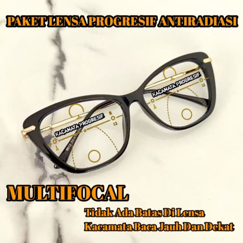 Jual Kacamata Baca Progresif Antiradiasi Cat Eye Wanita 9012| Kaca Baca ...