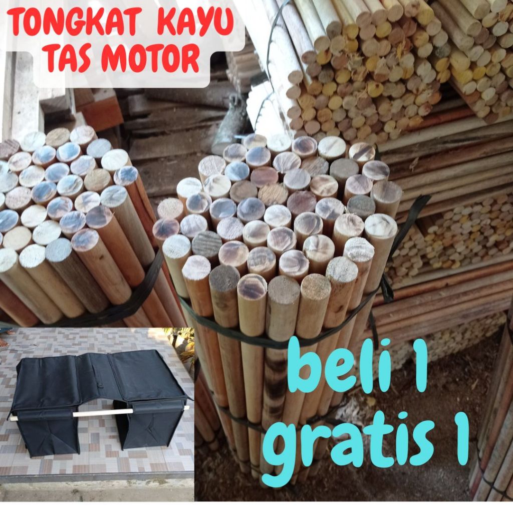 Jual BELI 1 GRATIS 1 tongkat kayu penyangga tas motor,tongkat tas sales ...
