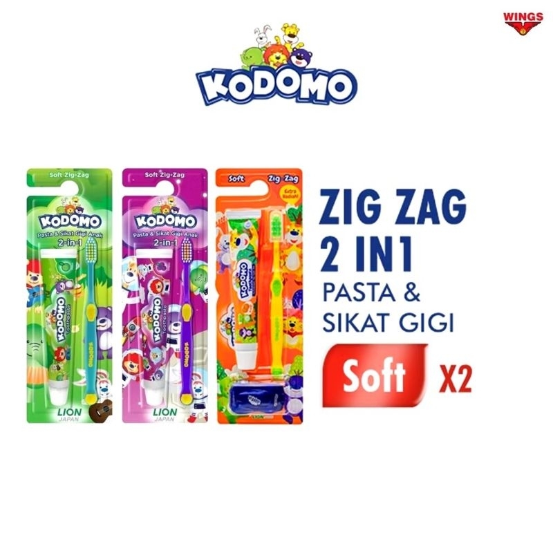 Jual Kodomo Zig Zag 2in1 - Sikat dan Pasta Gigi Anak - 45g | Shopee Indonesia