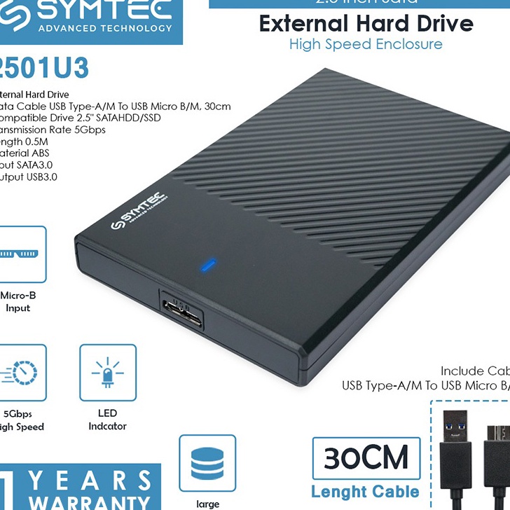 Jual Flash Sale SYMTEC 25 Inch Hard Drive HDD SSD SATA Casing Enclosure ...