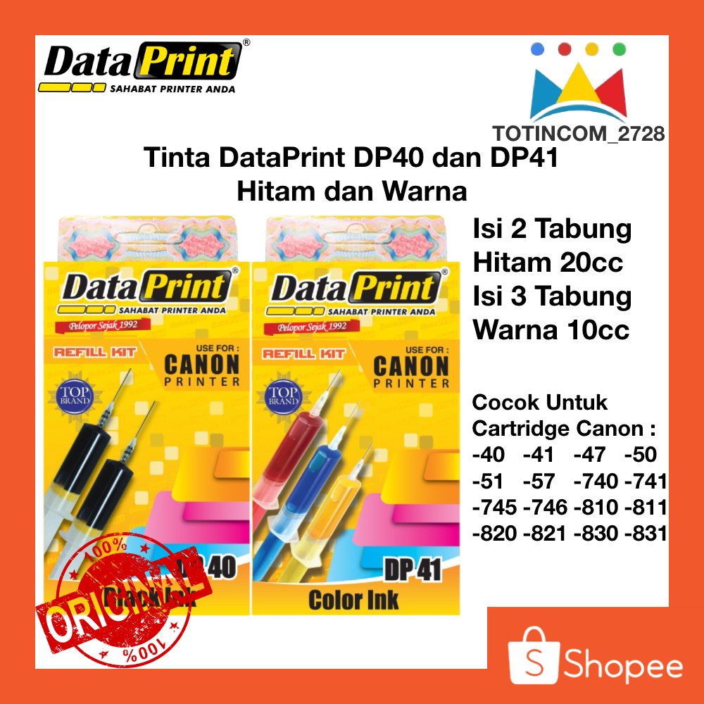 Jual Tinta DATAPRINT dp 41 Dp 40 untuk Printer CANON Refill Isi Ulang ...