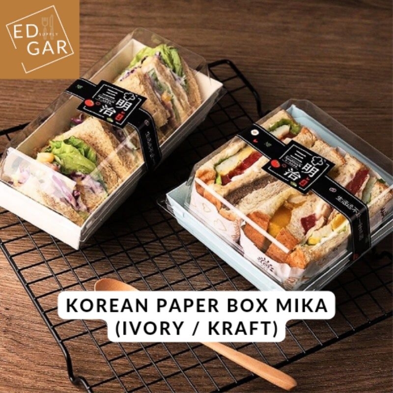 Jual Korean box mika + tutup ( ivory / kraft) / paper box mika / dus ...