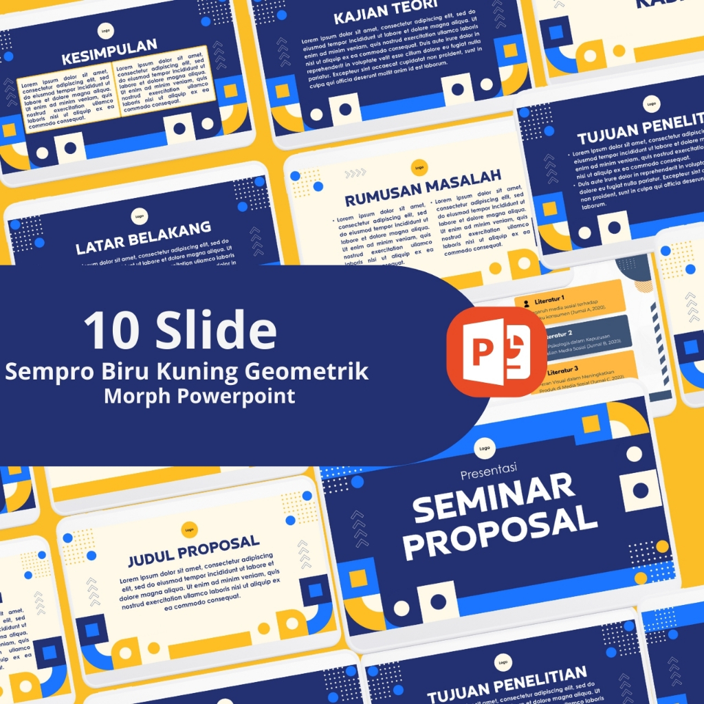 Jual Sempro Biru Kuning Geometrik Powerpoint - Template Proposal Seminar Profesional | PPT Morph ...