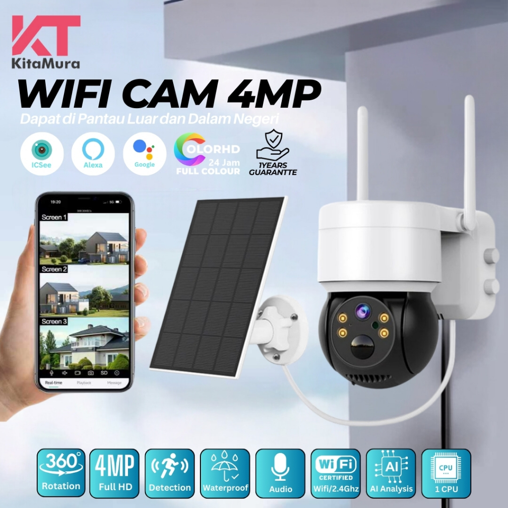Jual Kamera CCTV WIFI PTZ Outdoor Solar Panel , CCTV Tenaga Surya Nirkabel WIFI IP Cam | Shopee ...