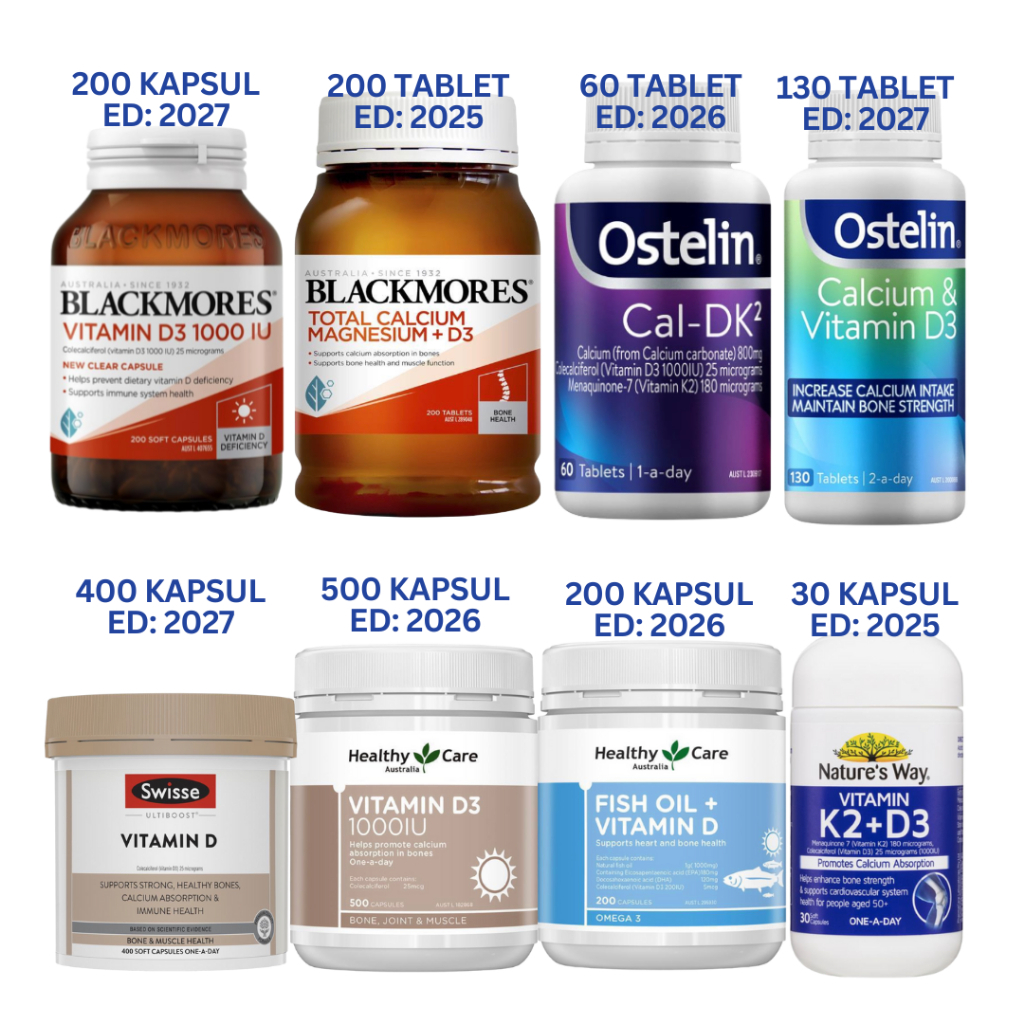 Jual Healthy Care Vitamin D3 1000IU 500 Capsules / Swisse Vitamin D 400 ...