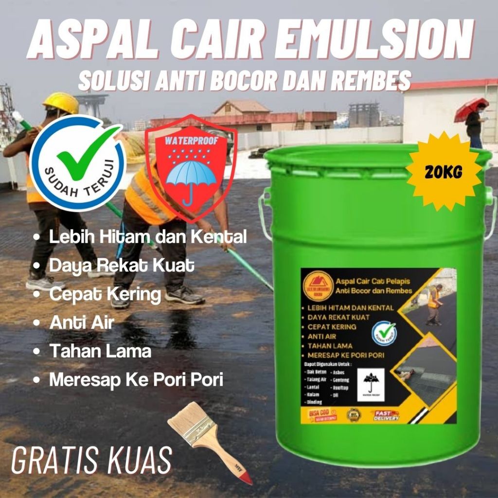 Jual Aspal Cair Emulsi 20kg Pelapis Dinding Tembok Pelindung Anti Bocor ...
