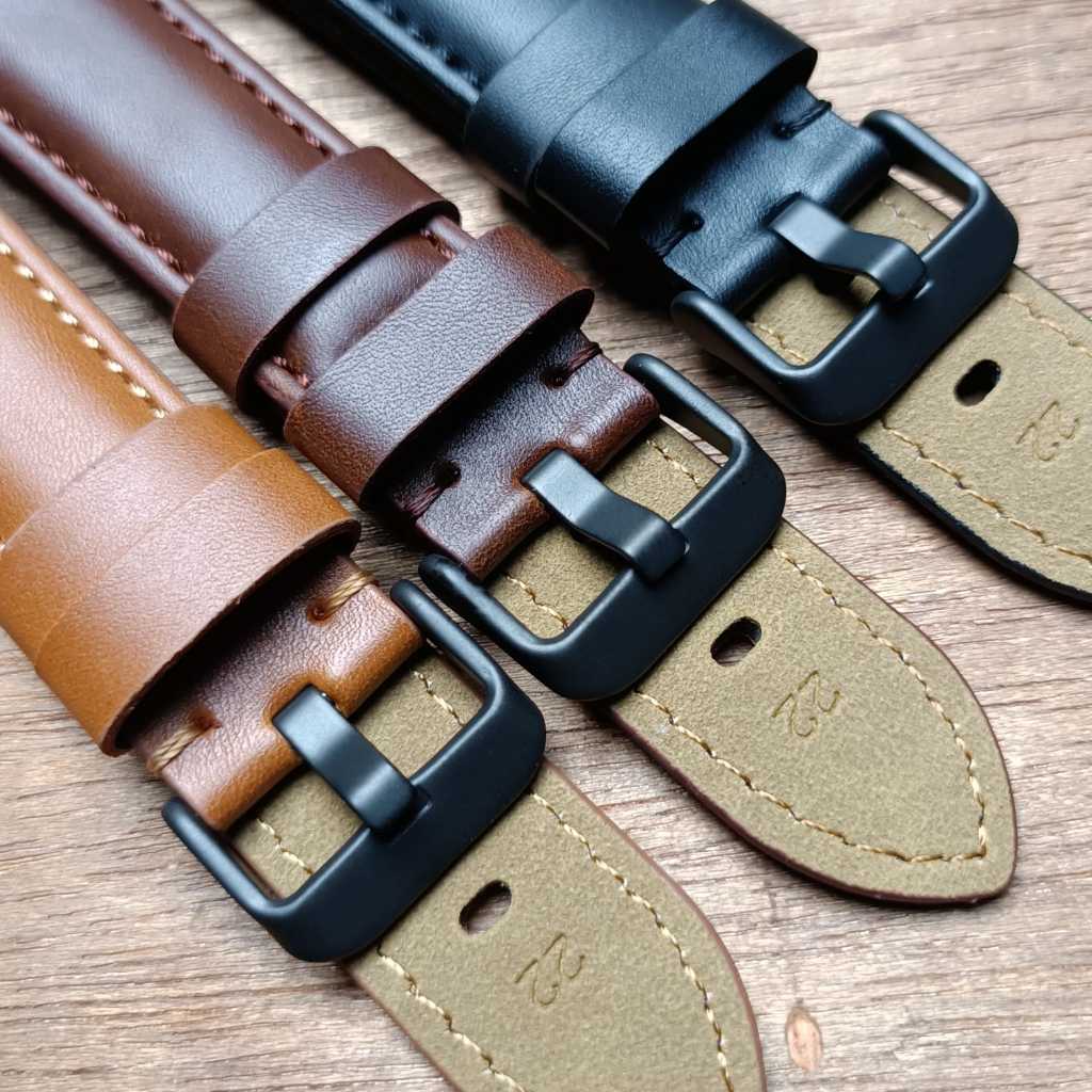 Jual strap jam tangan kulit universal buckle hitam tali jam tangan kuli ...
