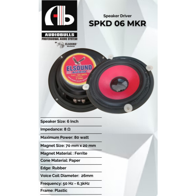 Jual Speaker ELSound 6 Inch 80 watt 6 MKR | Shopee Indonesia
