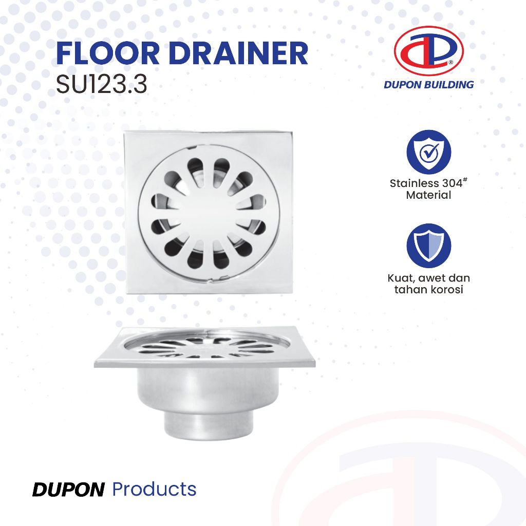 Jual DUPON Floor Drain Strainer Stainless Saringan Air Got Kamar Mandi Anti Bau 3 inch SU123.3 ...