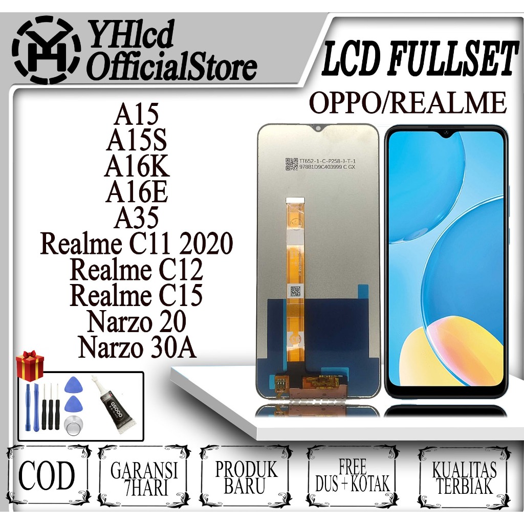 Jual LCD OPPO A15 / A15S / A16K / A16E / A35 REALME C11 2020 / C12 / C15 / NARZO 20 / 30A ...