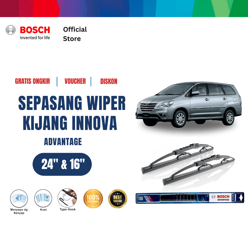 Jual Bosch Sepasang Wiper Kaca Mobil Toyota Kijang Innova Advantage 16