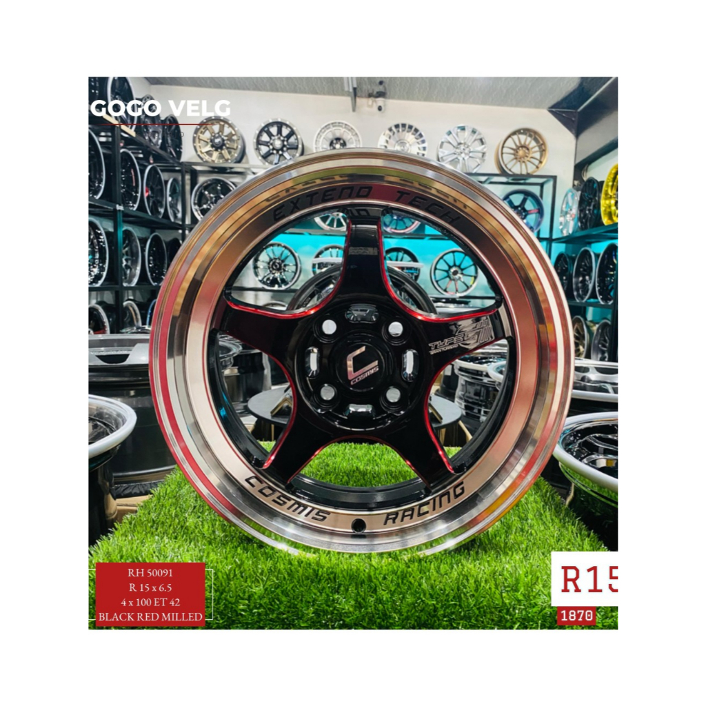 Jual Velg Mobil R15 Cosmis Racing Type G Gloss Black PCD 4X100 ET42 Ring 15 Agya Brio Freed ...