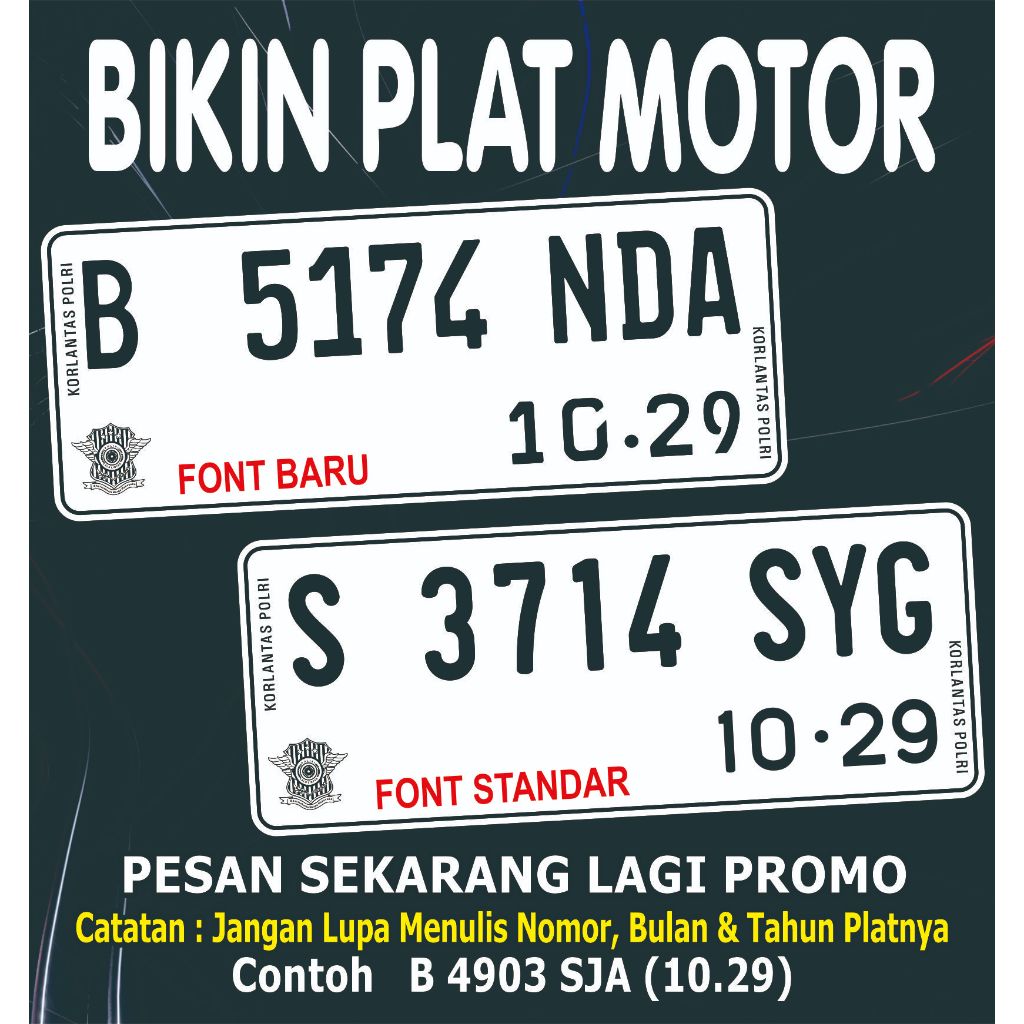Jual > Plat Motor Standar Putih > Plat Motor Standar Hitam > Plat Motor ...
