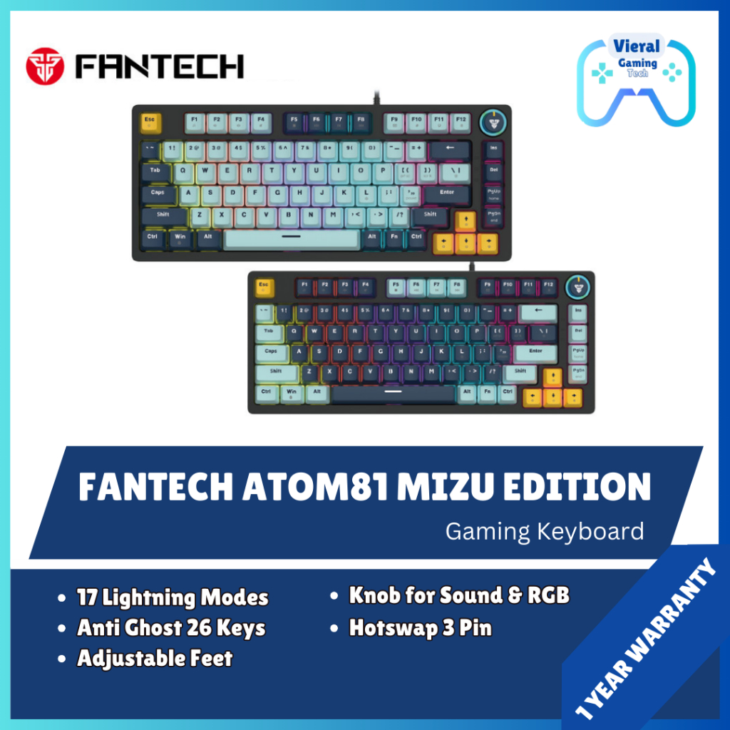 Jual Fantech ATOM81 MK875V2 Mizu Edition RGB Keyboard Gaming Mechanical ...