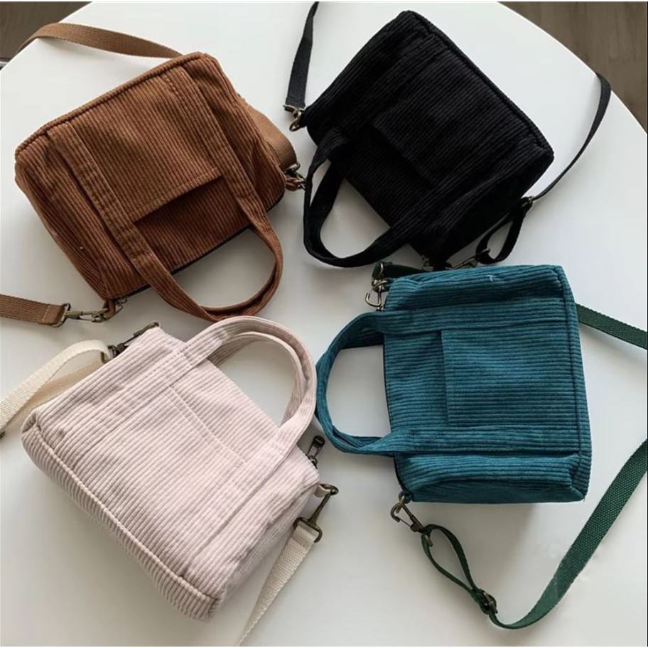Jual BTSO (( COD )) Tas Selempang Bahu Wanita Tas Bahan COrduroy Tas ...