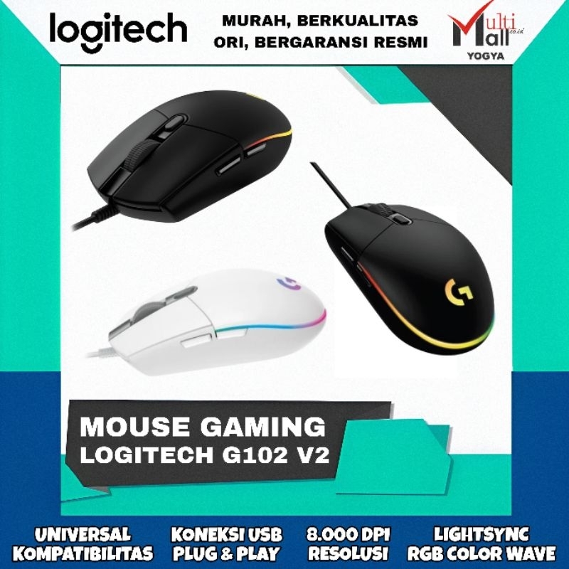 Jual Logitech Mouse Gaming G102 V2 Lightsync RGB Color Wave 8000 DPI Windows Mac OS | Shopee ...