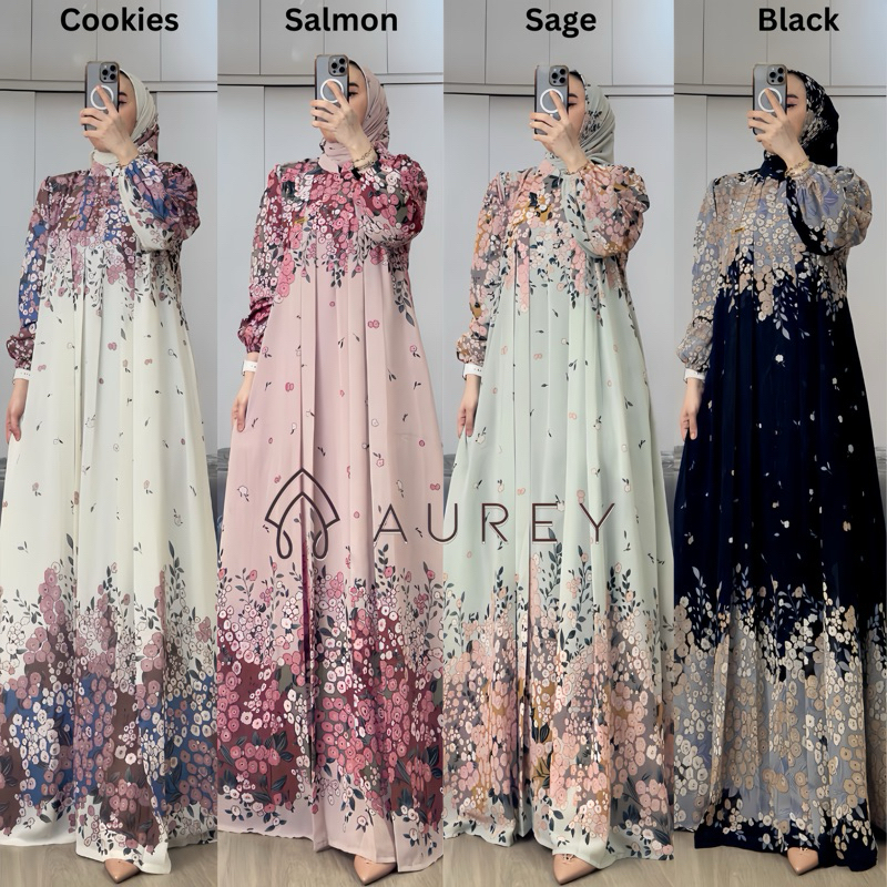 Jual AUREY set hijab viona gamis wanita dress mewah busui friendly gamis ceruti elegan setelan ...
