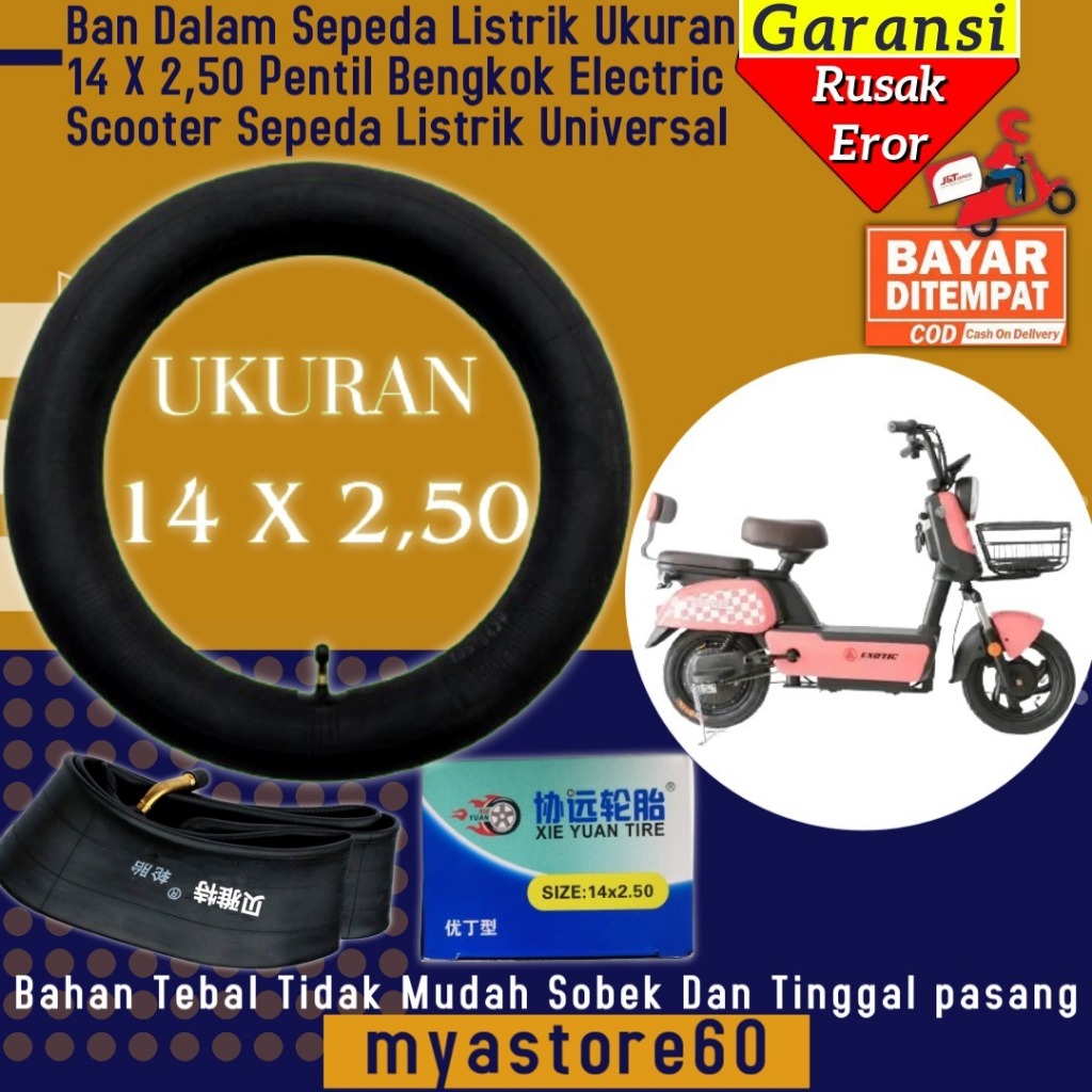 Jual Ban Dalam Dalem Pentil Bengkok Miring Sepeda Listrik Ukuran 14 X 2,50 Pentil Bengkok ...