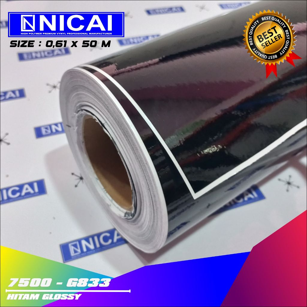 Jual NICAI STICKER HITAM GLOSSY UKURAN 0,61 x 50 M | Shopee Indonesia