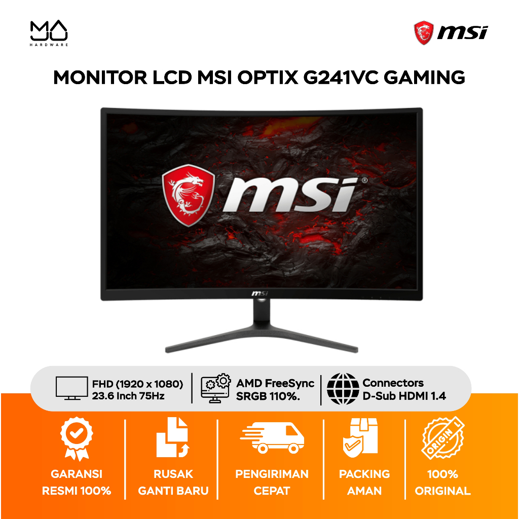 Jual MSI Optix G241VC 24 Inch Curved Gaming Monitor - 1080p FHD 75Hz ...