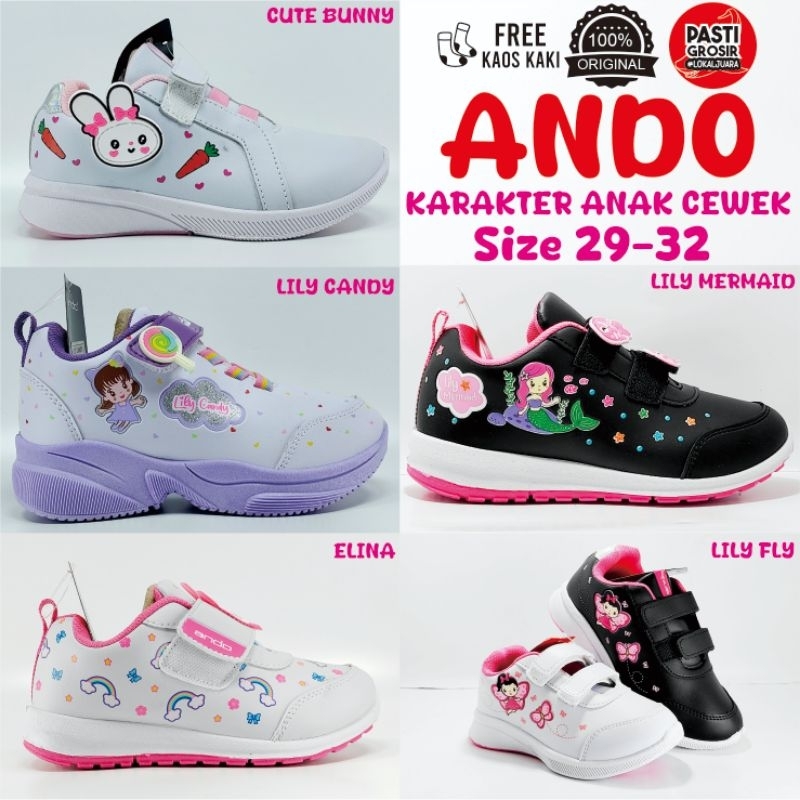 Jual Ando Lily Mermaid Miaw Elina Cute Bunny Anak Cewek Sepatu Ando ...