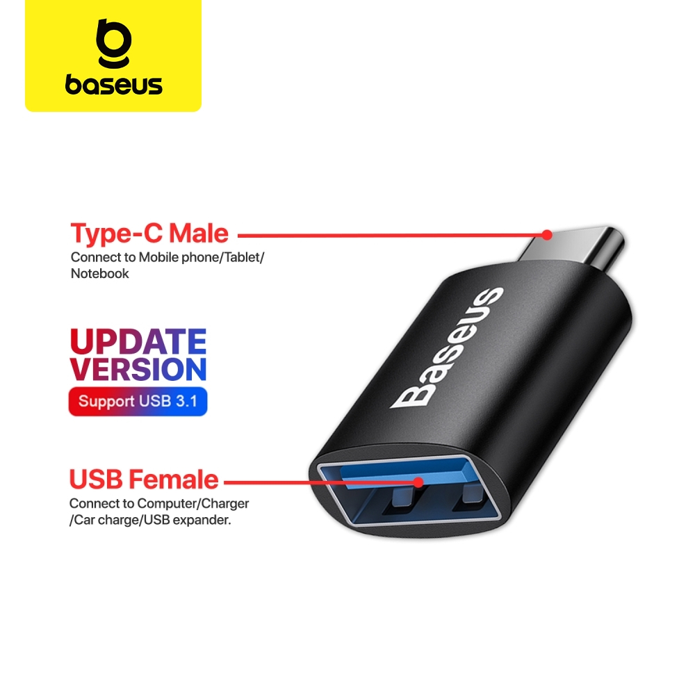 Jual Baseus Mini Adaptor OTG Type C USB 3.1 Connector | Shopee Indonesia