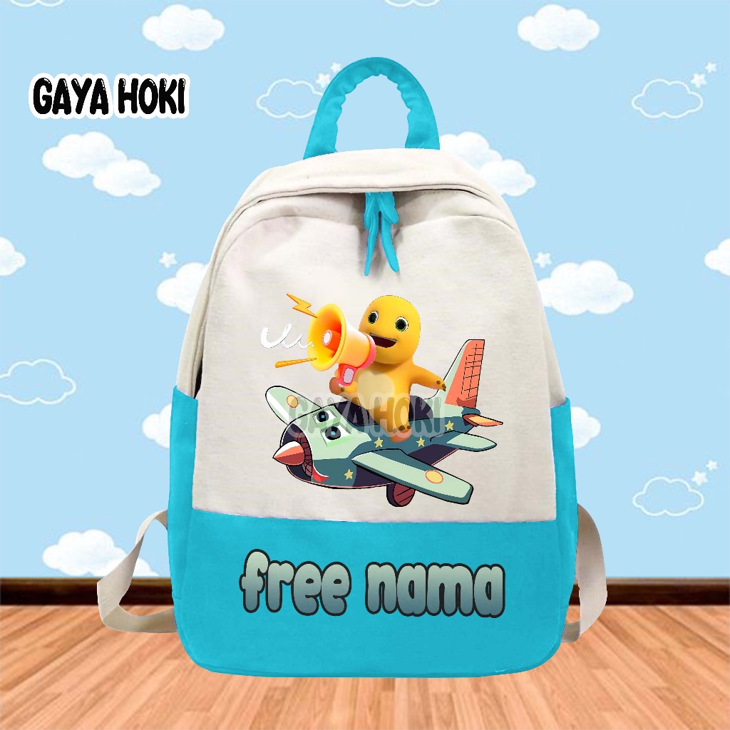 Jual [FREE NAMA] Tas Ransel Tas Anak Sekolah TK/SD Motif DINO KUNING PESAWAT TERBANG | Shopee ...