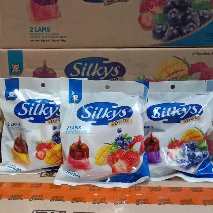 Jual Silkys puding Duo jelly dua lapis rasa 1pak isi 10 pcs mangga ...