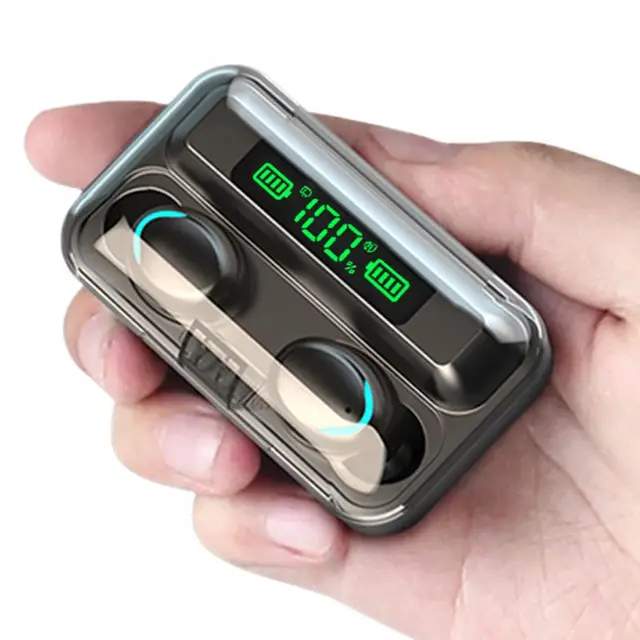 Jual Headset Handsfree Earphone Bluetooth TWS F9-5 LED Smart Display Dengan Powerbank Sport ...