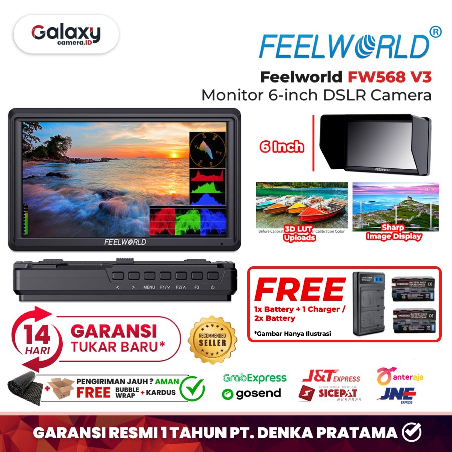 Jual FeelWorld FW568 V3 Monitor 6-inch DSLR Camera Field Monitor ...