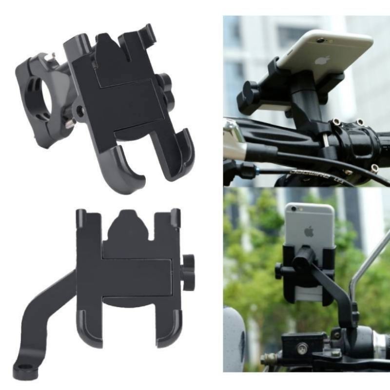 Jual [ SKS ] COD PHONE HOLDER ALUMINIUM METAL SEPEDA MOTOR UNIVERSAL ...