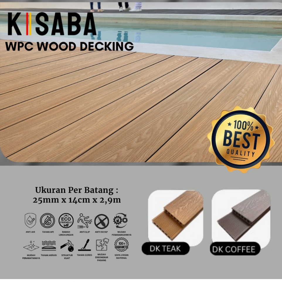 Jual WPC Decking Outdoor 2,9m / WPC Lantai Decking KISABA - Motif Kayu ...