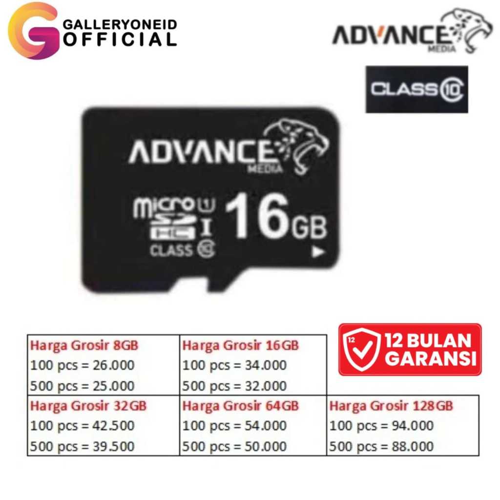 Jual Memory Card HP Micro SD Advance MMC Kapasitas 8 16 32 64 128 GB ...