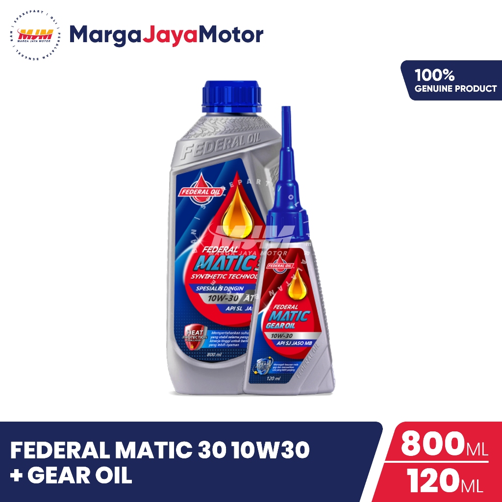 Jual Paket Oli Federal Matic 30 0.8L + Federal Gear Oil 120ml | Shopee ...