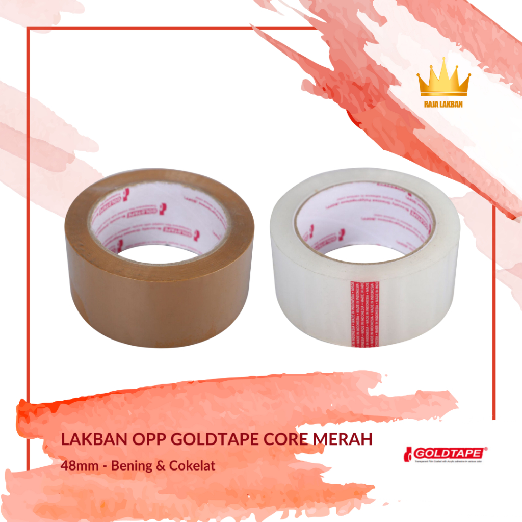 Jual Plakban Lakban Bening OPP Goldtape Core Merah 2 inch 48mm 90 Yard - Bening - Coklat - Roll ...