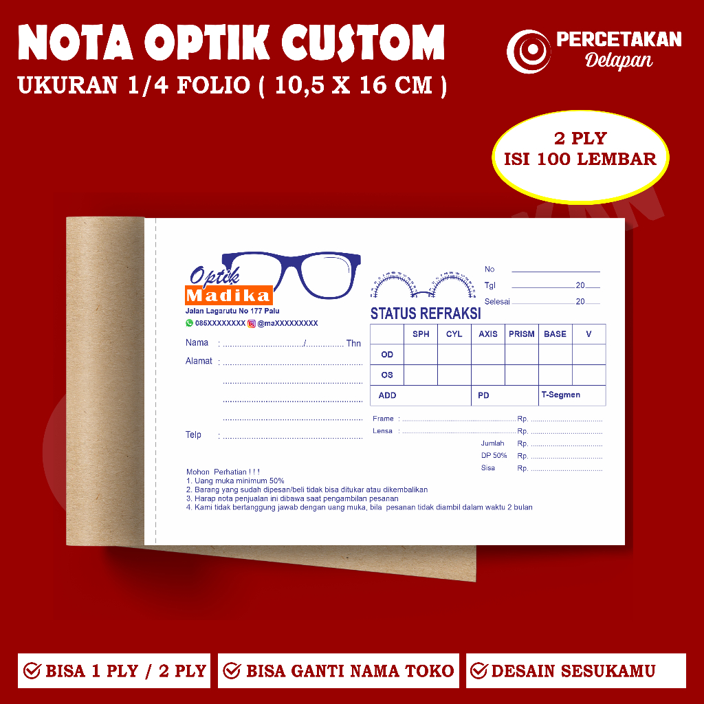 Jual Nota optik custom 2 ply | Shopee Indonesia