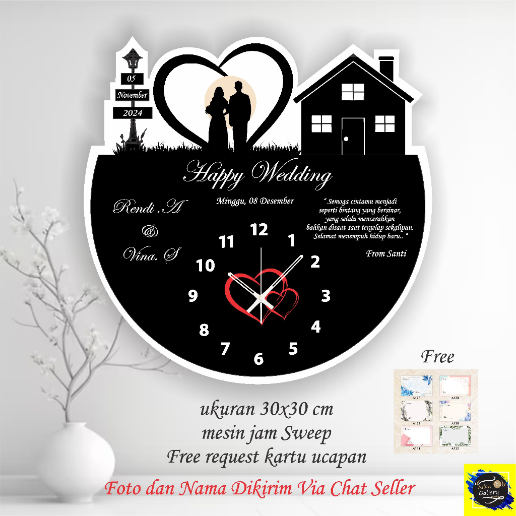 Jual jam dinding custom hadiah kado pernikahan unik Hiasan rumah ...