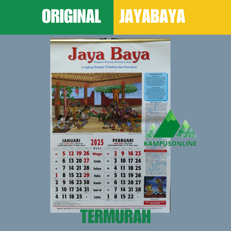Jual KALENDER JAYA BAYA - KALENDER JAYABAYA - KALENDER JOYOBOYO ...