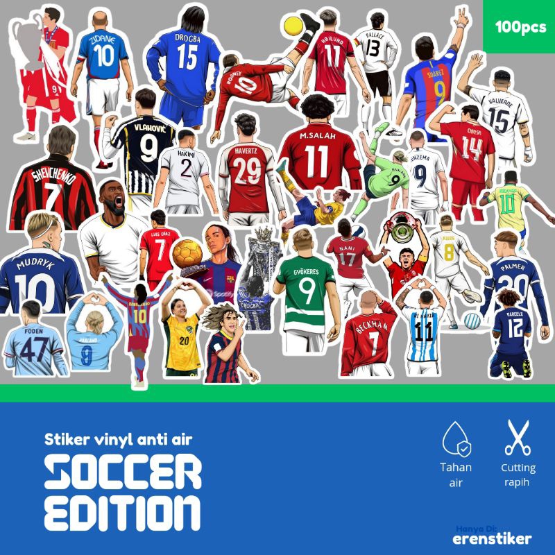 Jual stiker vinyl anti air dengan tema sepak bola, pemain sepak bola ...