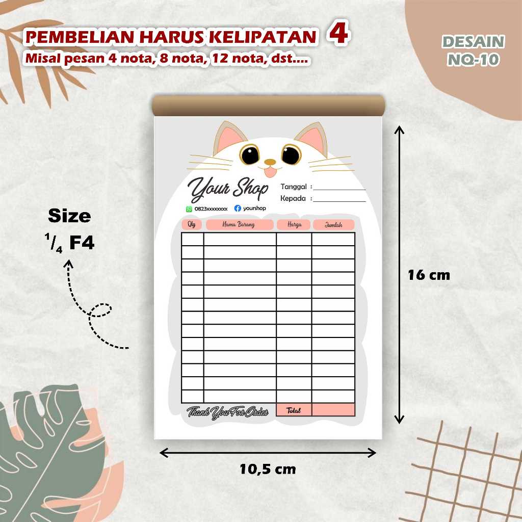 Jual Nota OLSHOP Nota Custom Full Color Bisa 1 ply maupun 2 ply Kertas ...