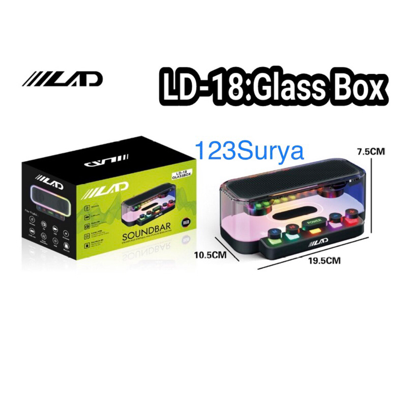 Jual Speaker Bluetooth Soundbar LAD LD-18 Glass Box | Shopee Indonesia
