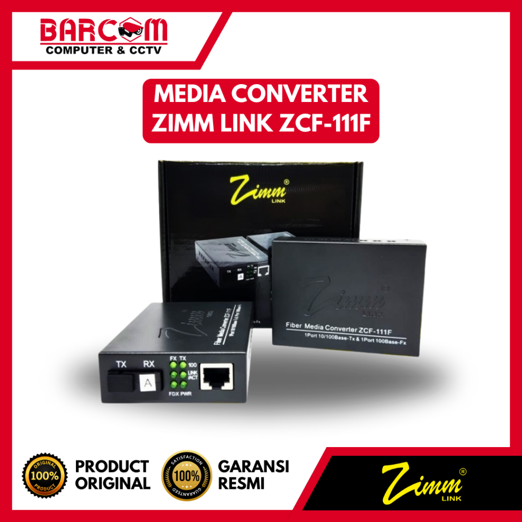 Jual MEDIA CONVERTER ZIMMLINK ZCF-111F HTB FO FIBER OPTIC - LAN UTP CABLE ZCF111F - ORIGINAL ...
