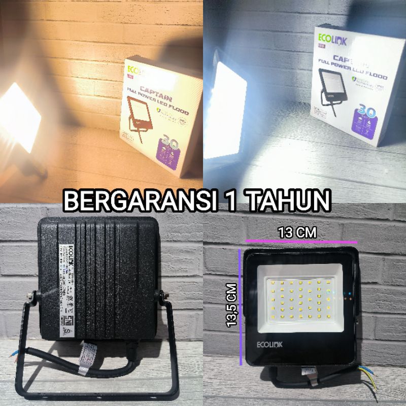 Jual ECOLINK LAMPU LED FLOOD LIGHT SOROT TEMBAK OUTDOOR 30W 30 WATT CAHAYA PUTIH / KUNING WARM ...