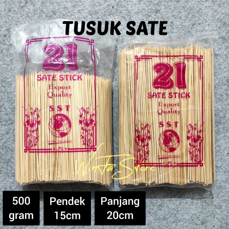 Jual Tusuk Sate Bambu Kayu Pendek Panjang Tusuk Bakso Lidi Sate 500gram ...