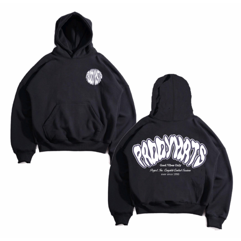 Jual Hoodie Boxy Oversize Paddy Envelope Pocket Black 300 GSM Fit ...