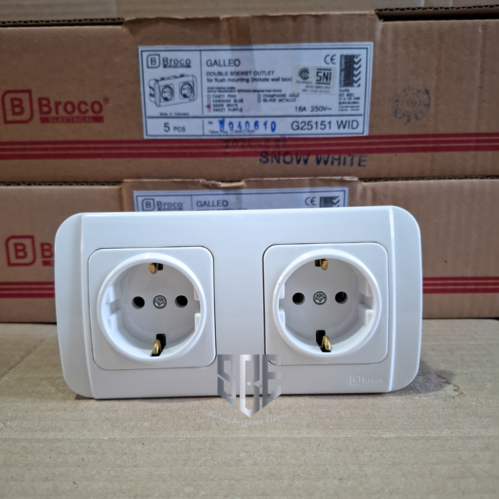 Jual Stop Kontak 2 Gang Set Inbow Broco Galleo Putih | Shopee Indonesia