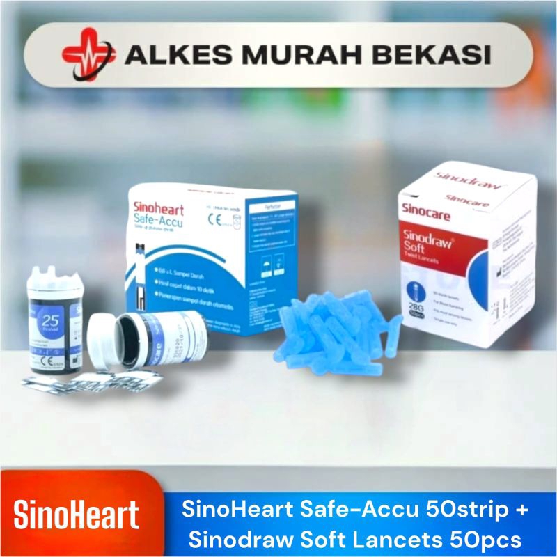 Jual SinoHeart Safe Accu 50strip + Sinodraw Soft Lancets 50pcs | Shopee ...
